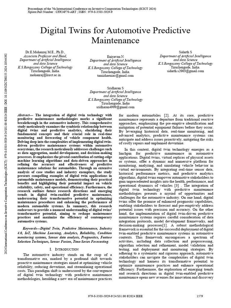 Digital Twins for Automotive Predictive Maintenance | PDF | Simulation ...