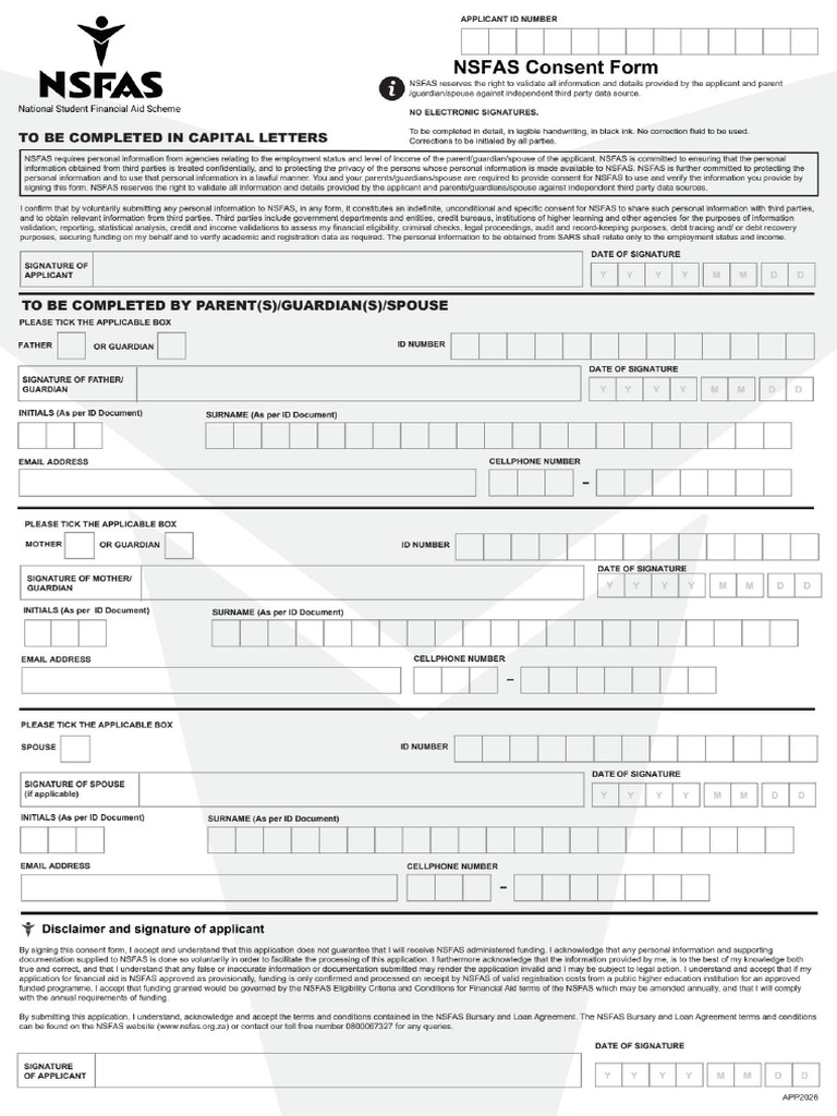NSFAS 2026 Applications Consent Form - Final - 102801 | PDF