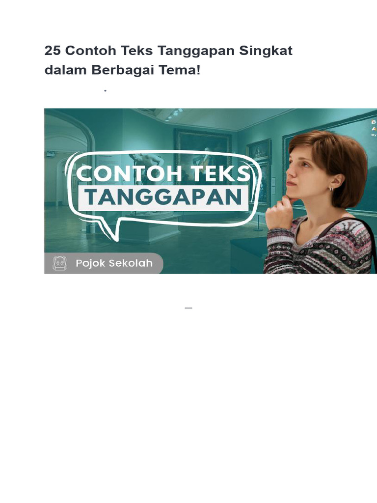 25 Contoh Teks Tanggapan Singkat Dalam Berbagai Tema | PDF