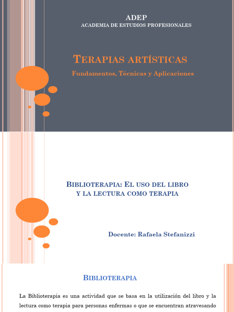 Diapositivas Literatura - ADEP Virtual - Curso de Terapias Artísticas | PDF | Psiquiatría | Vejez