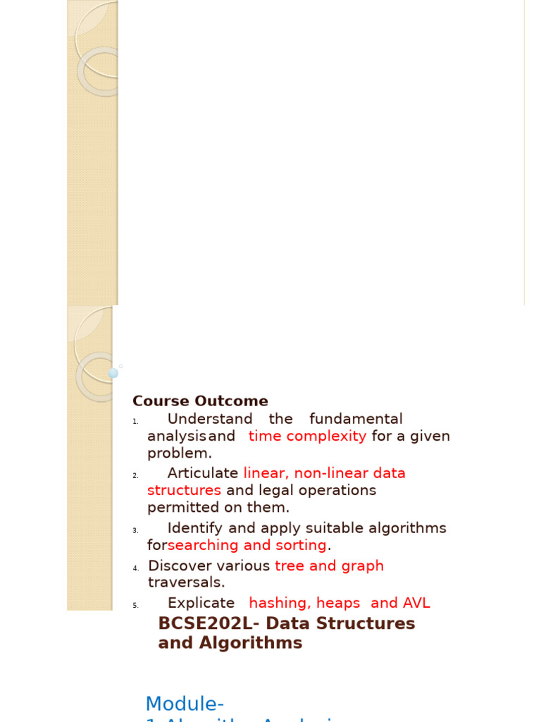 FALLSEM2025 26 VL BCSE202L 00100 TH 2025-08-06 Module 1 Algorithm Analysis | PDF | Time ...