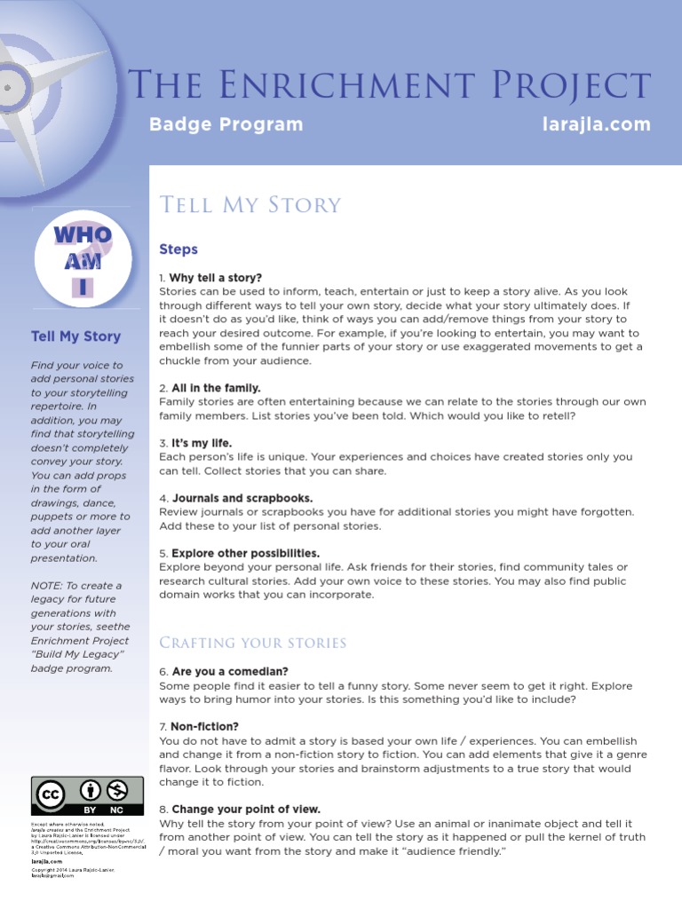 Badge: Tell My Story | PDF | Storytelling | Arts (General)