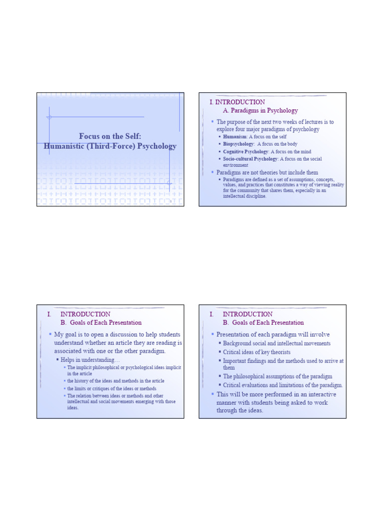 Humanistic Psychology: Focus on Self | PDF | Humanistic Psychology ...