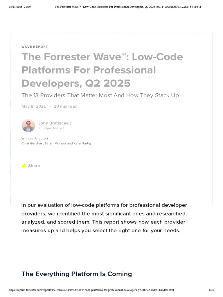 The Forrester Wave™ - Low-Code Platforms For Professional Developers ...
