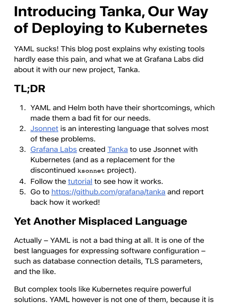 Tanka: Simplifying Kubernetes with Jsonnet | PDF | Information ...
