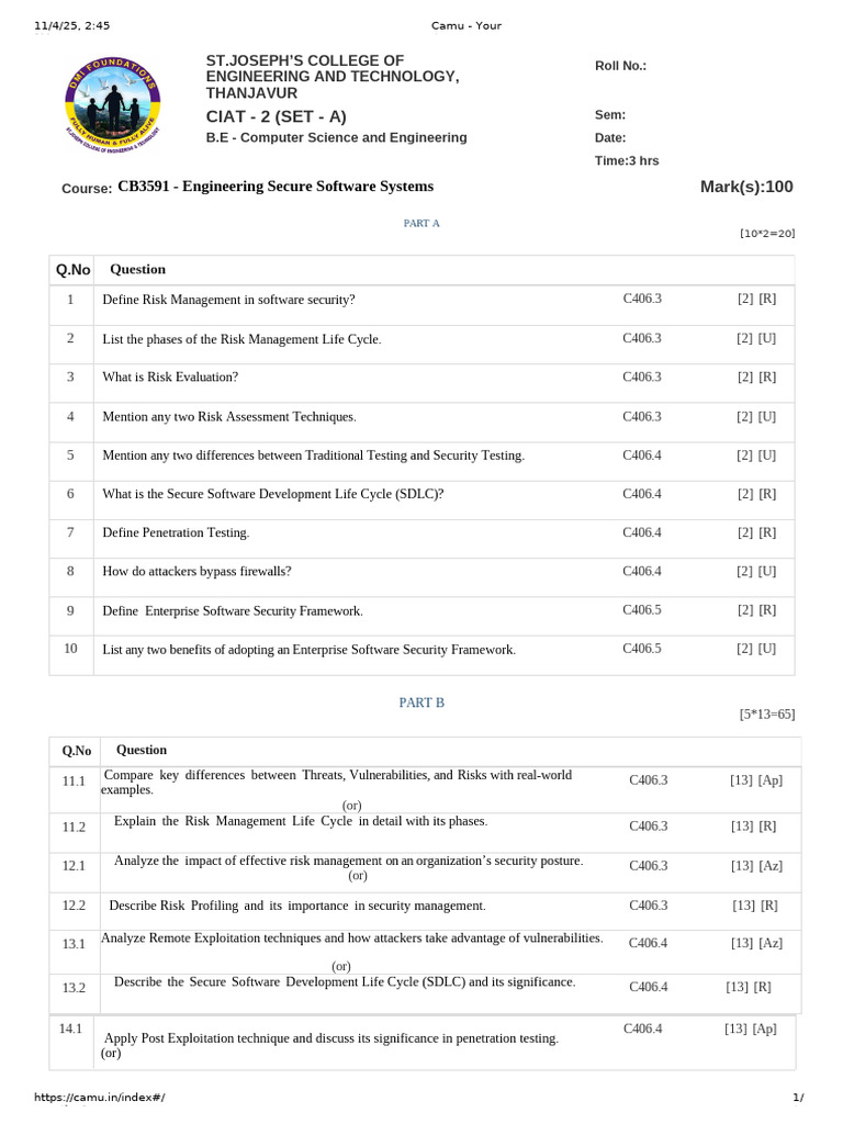 CIAT 2 SET A ESSS | PDF | Software Development Process | Computer Security