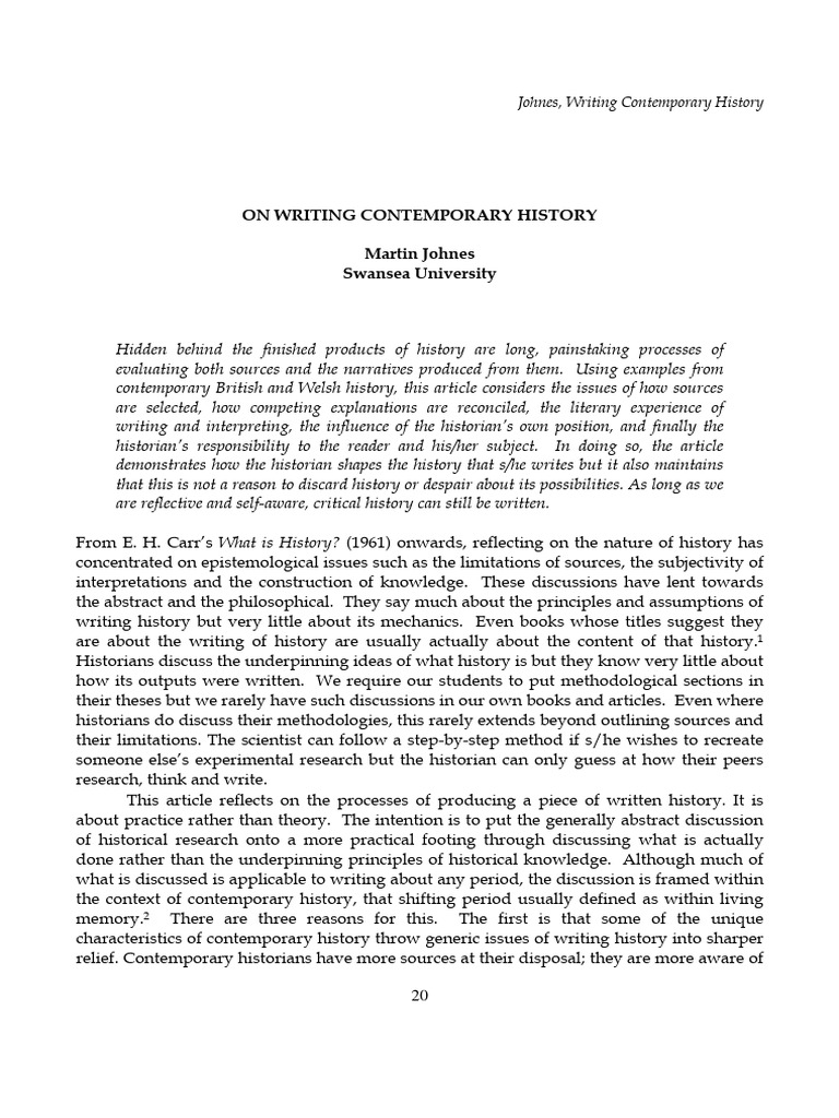 On Writing Contemporary History | PDF