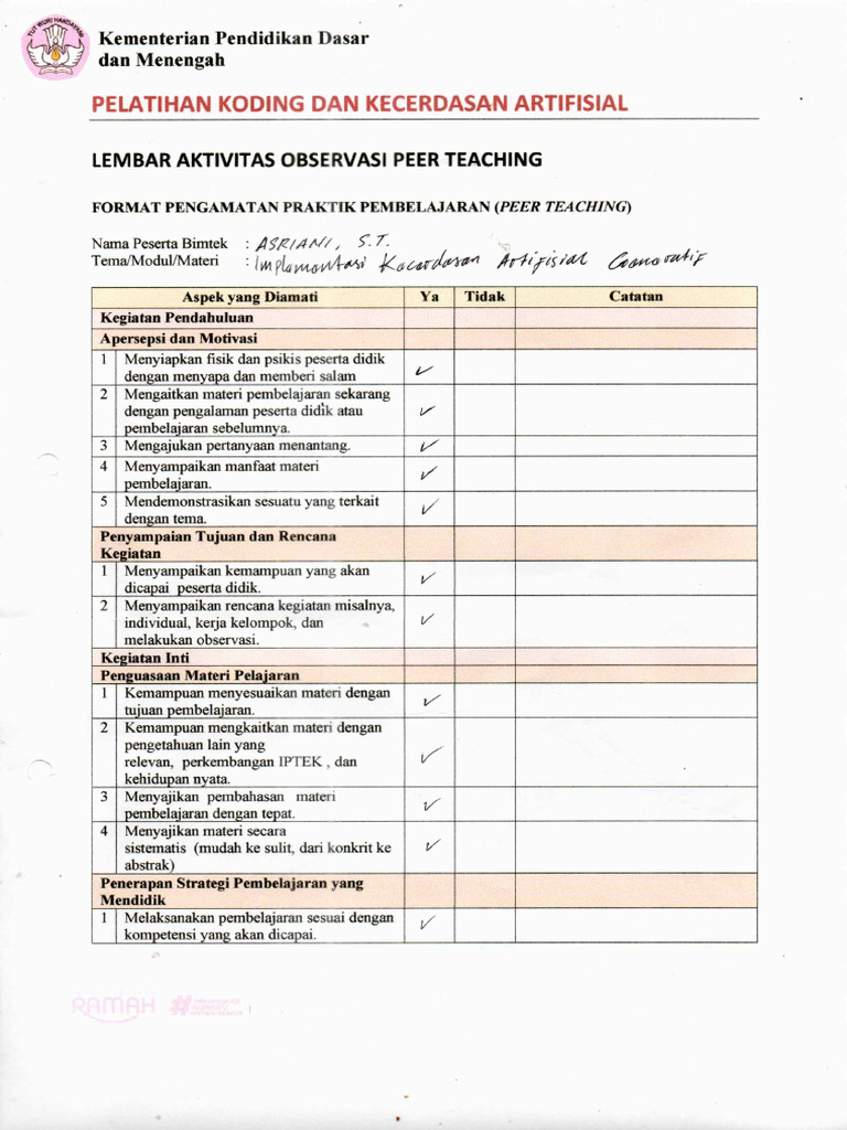 Lembar Observasi Koding & KA | PDF