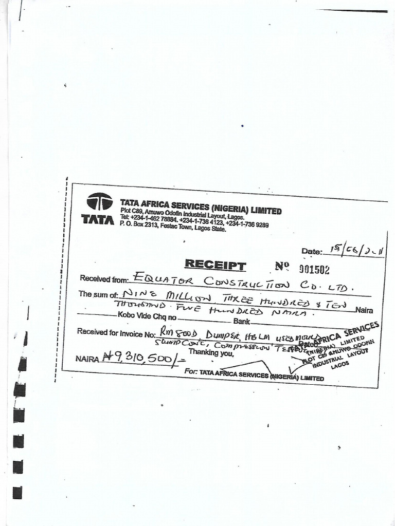 Part 3.2.40 Equator Equipment & Receipts | PDF