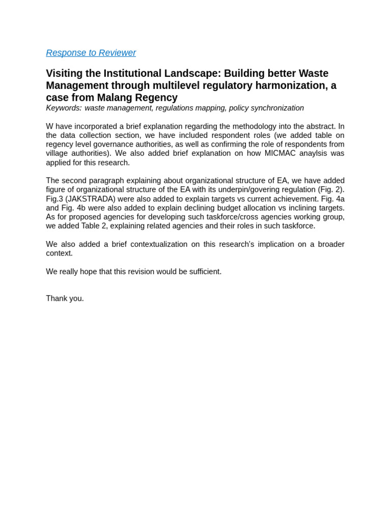 Response To Reviewer | PDF