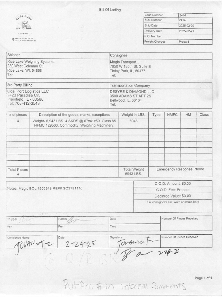 Coal Port Logistics 2414 POD | PDF