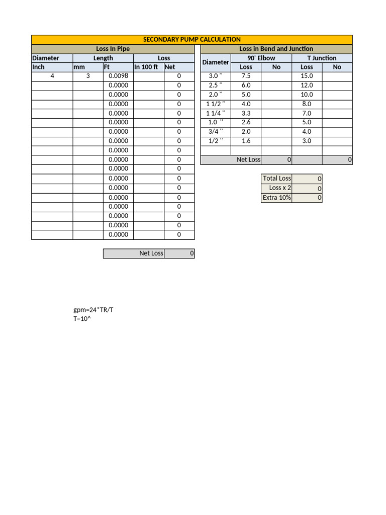 5 Pipe Loss For Pump Calculation | PDF | Fluid Mechanics | Gases
