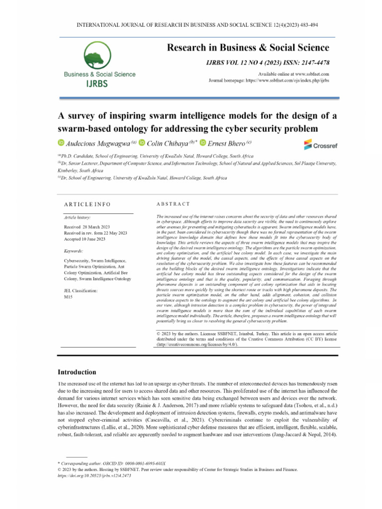 A Survey of Inspiring Swarm Intelligence Models For The Design of A Swarm-Based Ontology For ...