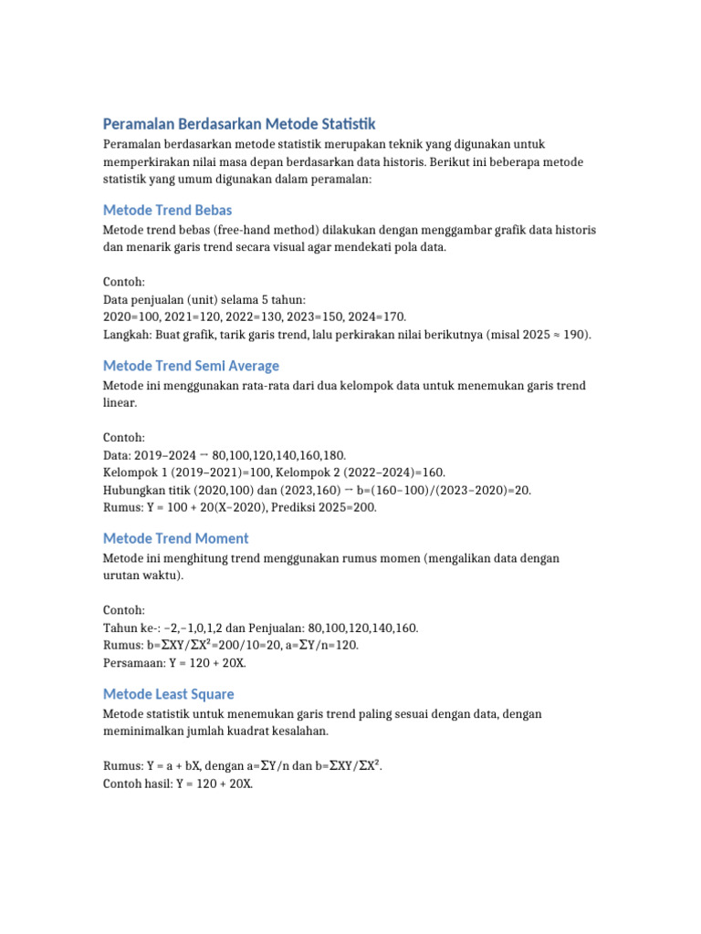 Metode Statistik untuk Peramalan Data | PDF