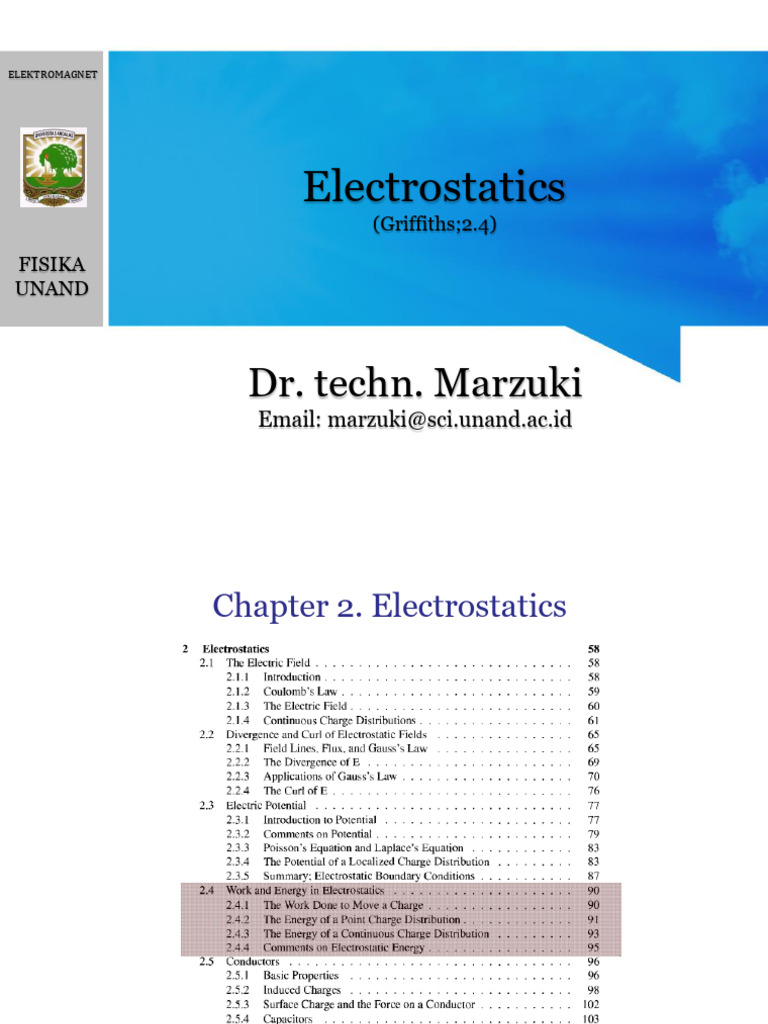 Chapter 2. Griffiths Electrostatics 2.4 | PDF | Electric Field | Physics