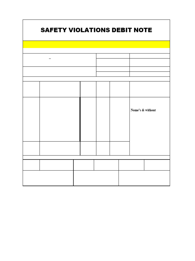 Safety Violations Debit Note - ABV Nanded | PDF
