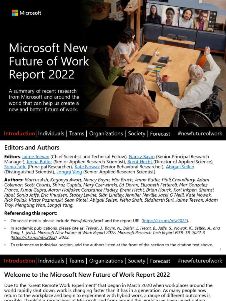 Microsoft Future of Work Report 2022 | PDF | Well Being | Job Satisfaction