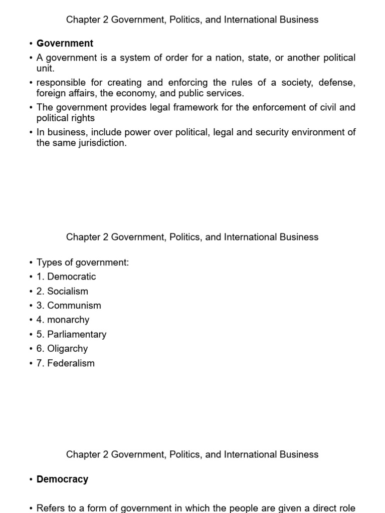 IBT Chapter 2 Govt Politics and Intl Business | PDF | Taxes | Business