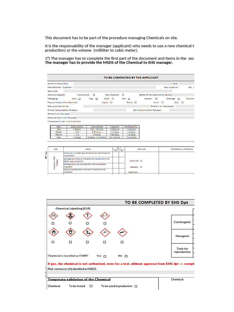 R106G03 Chemical Approval Form | PDF | Química