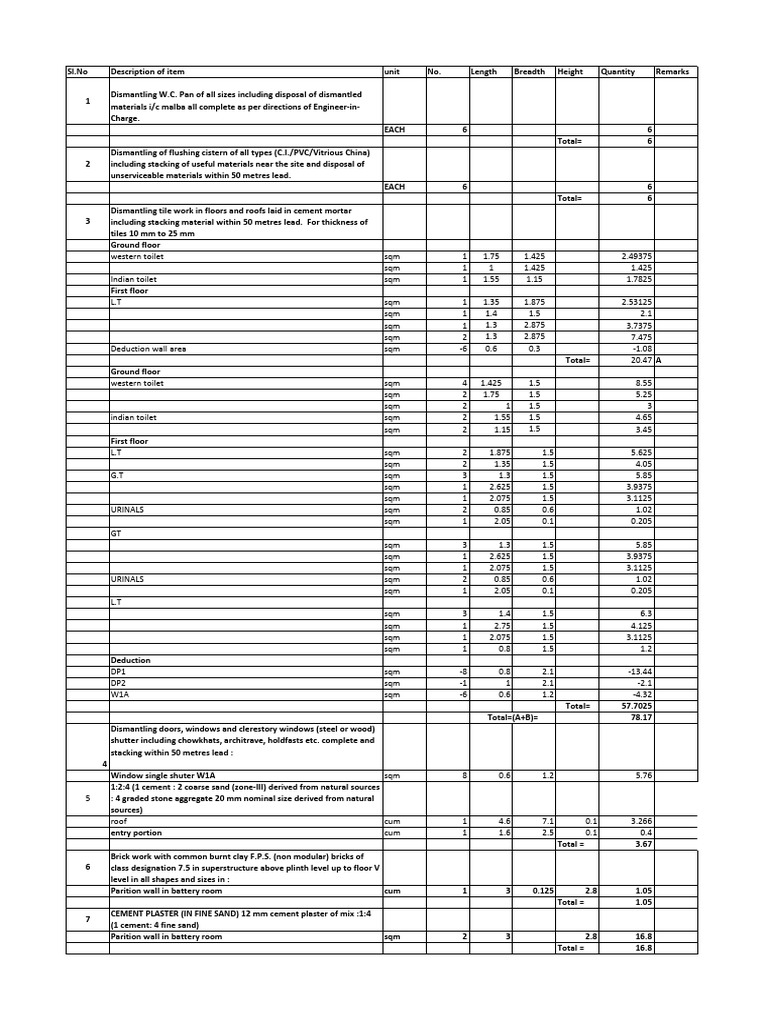 SBI Detailed MEASUREMENT Download | PDF | Building Materials ...