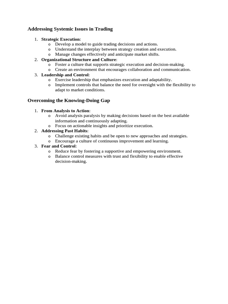 Addressing Systemic Issues in Trading | PDF