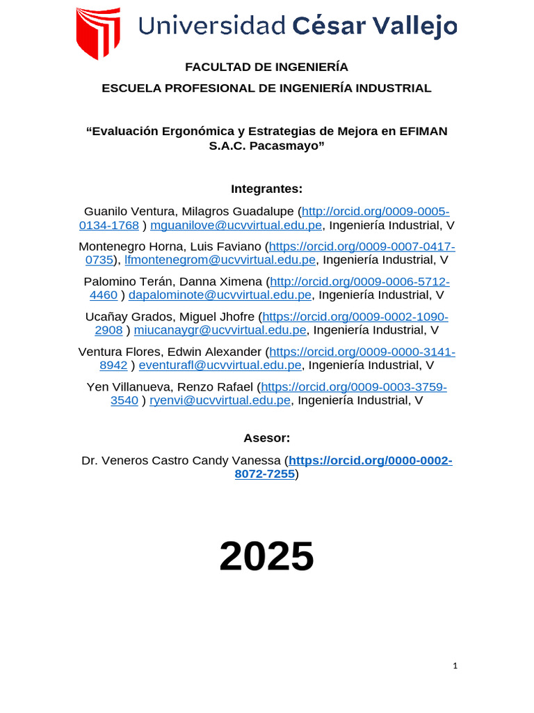 Informe Final Ergonomia | PDF | Soldadura | Construcción