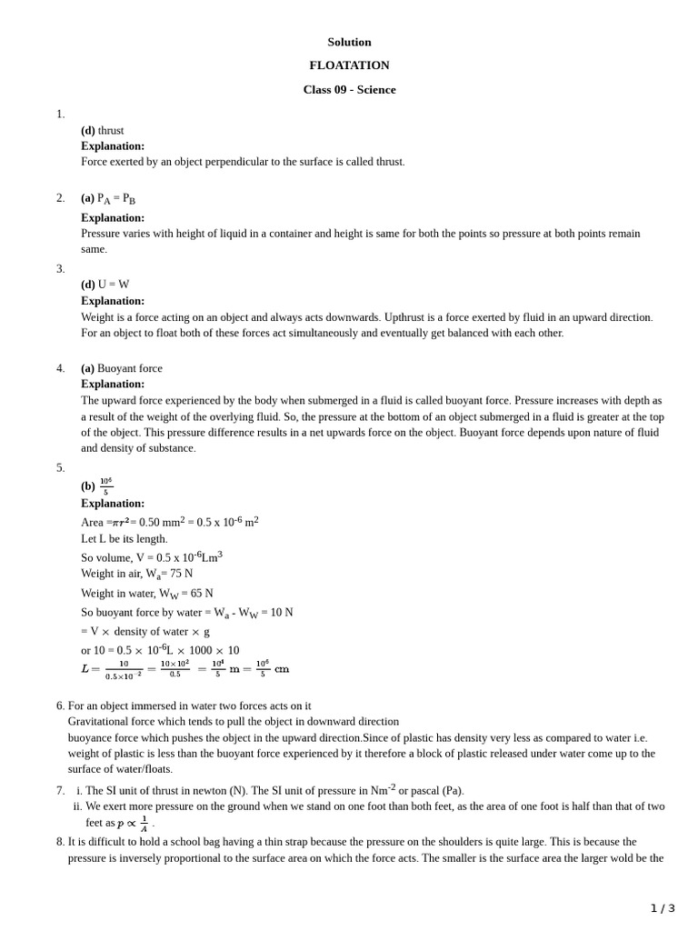 Buoyant Force of 2N in Water | PDF | Buoyancy | Pressure