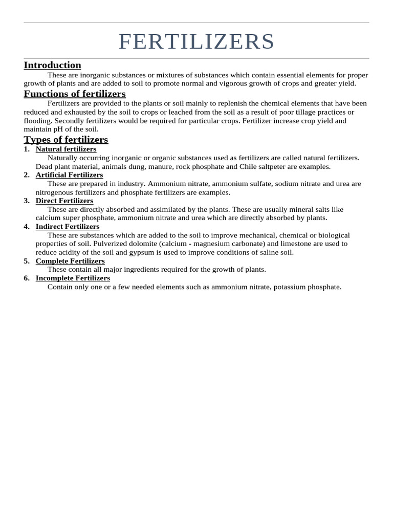 6. Fertilizers | PDF