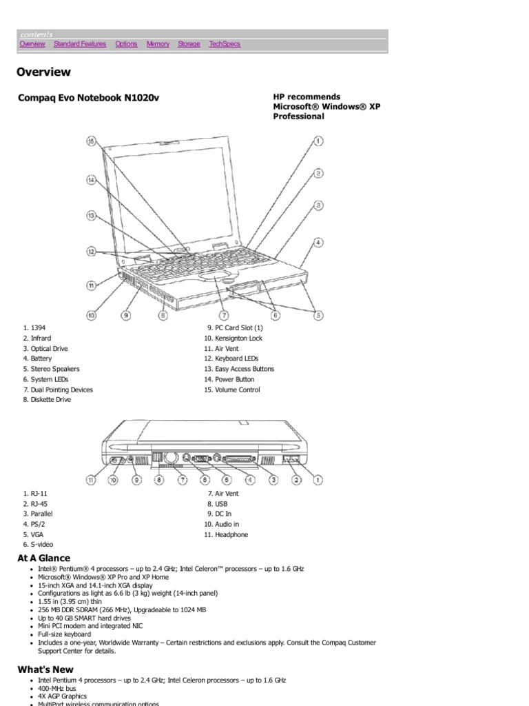 Compaq Evo n1020 | PDF | Cd Rom | Personal Computers