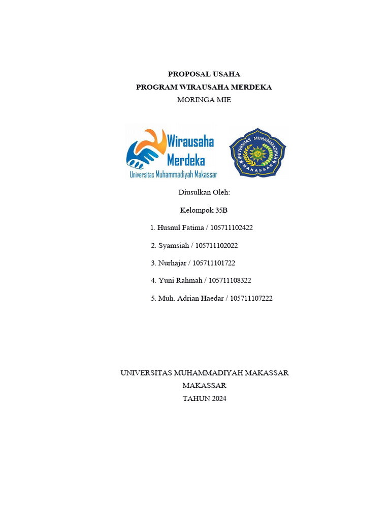 Proposal Usaha Moringa Mie Sehat | PDF