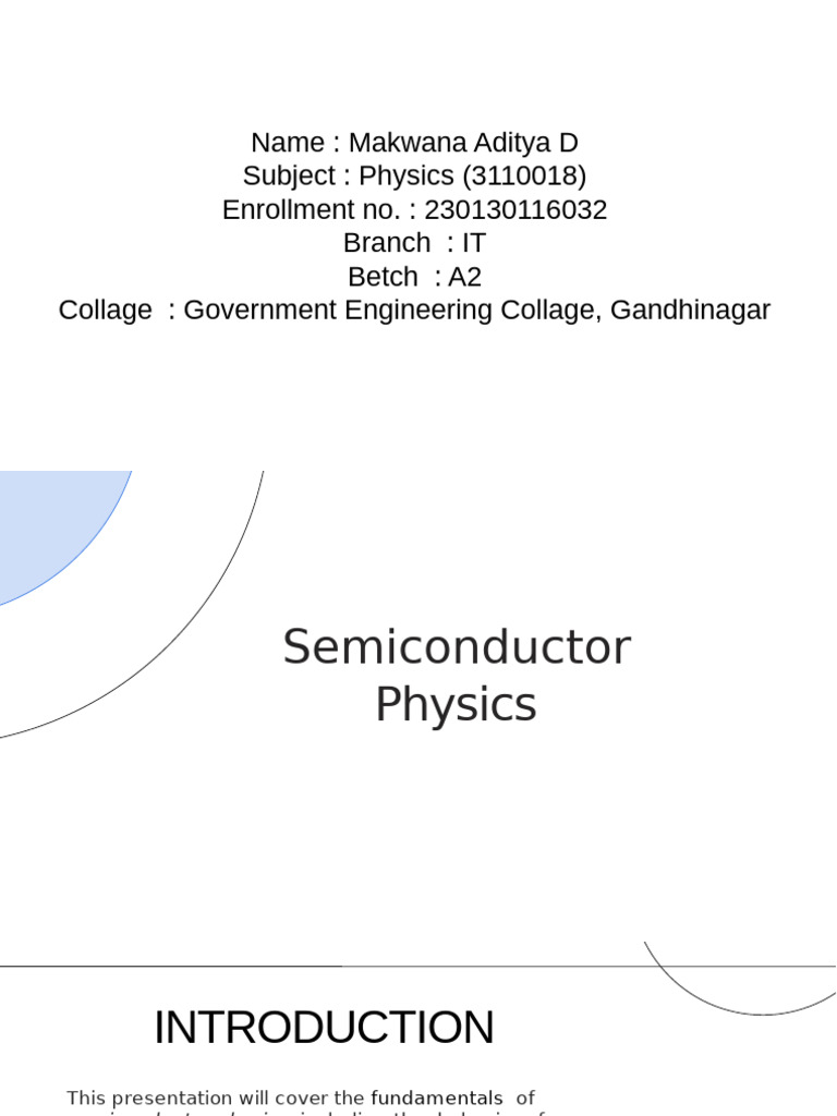 Semiconductor Physics | PDF | Semiconductors | Doping (Semiconductor)