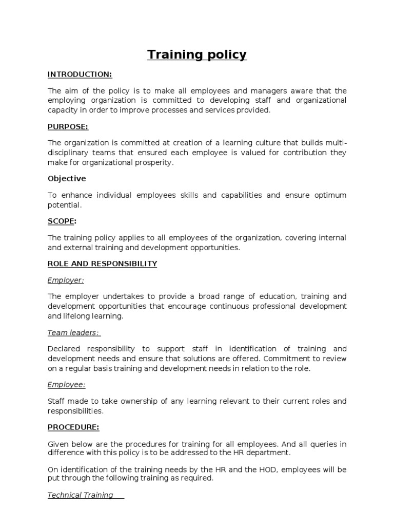 Employee Training Policy Overview | PDF