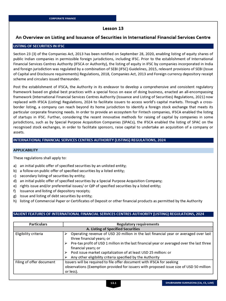 IFSC Securities Listing Regulations 2024 | PDF | Securities (Finance ...