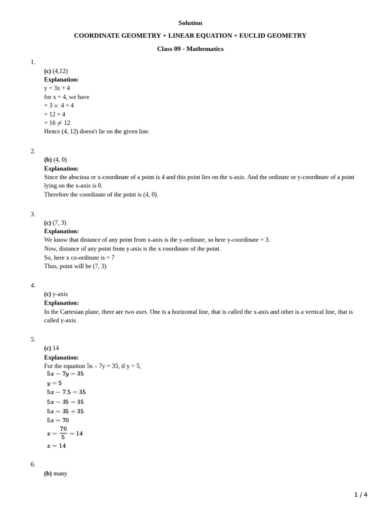 Class 9 Coordinate Geometry + Linear Equation + Euclid Geometry ...