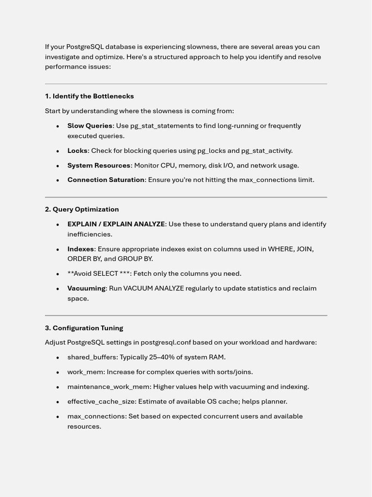 Optimizing PostgreSQL - A DBA's Practical Handbook | PDF | Postgre Sql ...