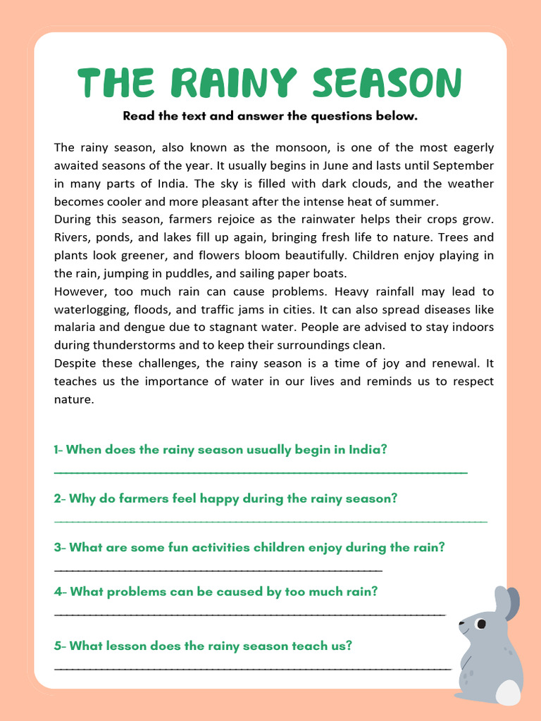 Rainy Season Worksheet | PDF