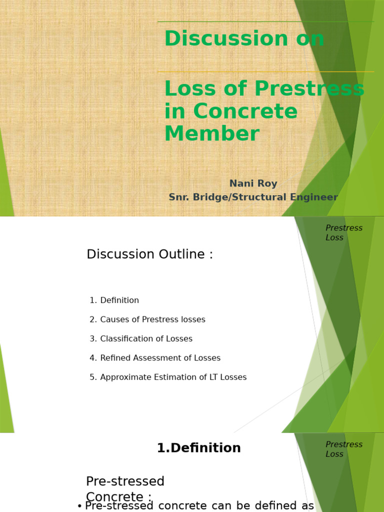 Differen Types of Prestress Loss | PDF | Prestressed Concrete ...