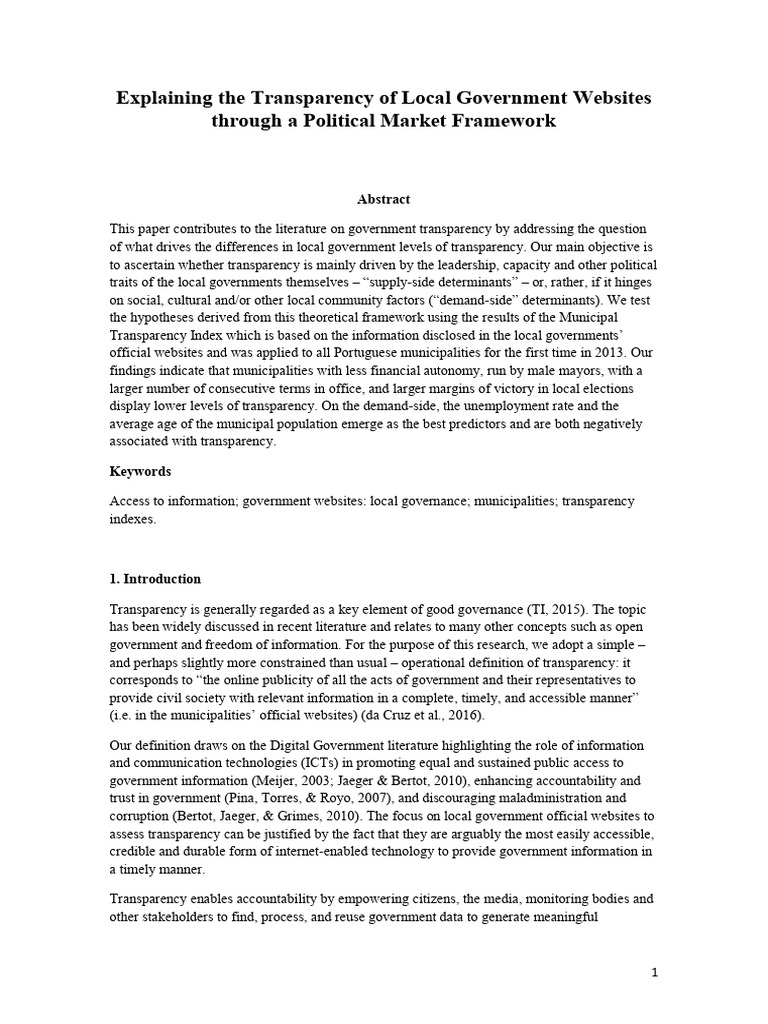 Explaining The Transparency of Local Government Websites | PDF ...