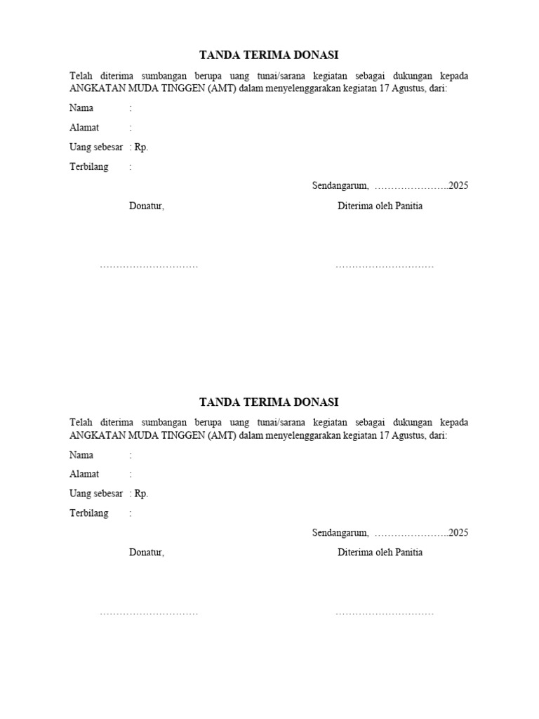 Tanda Terima Donasi | PDF