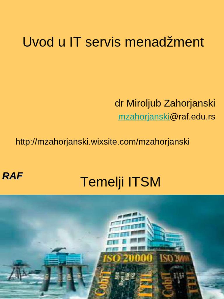 Uvod u IT Servis Menadzment | PDF