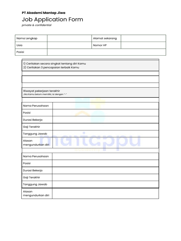 (MA) Job Application Form - Nama Kamu | PDF