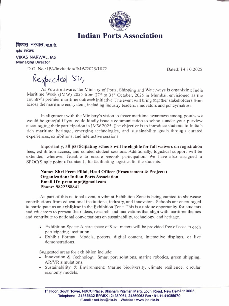 Letter - ACS - Deptt - of Education-MH | PDF