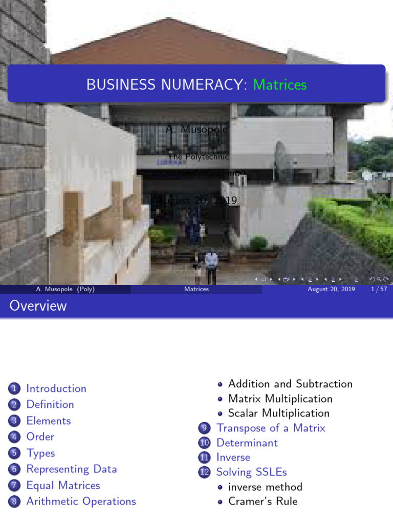 Matrices 1 | PDF | Matrix (Mathematics) | Linear Algebra