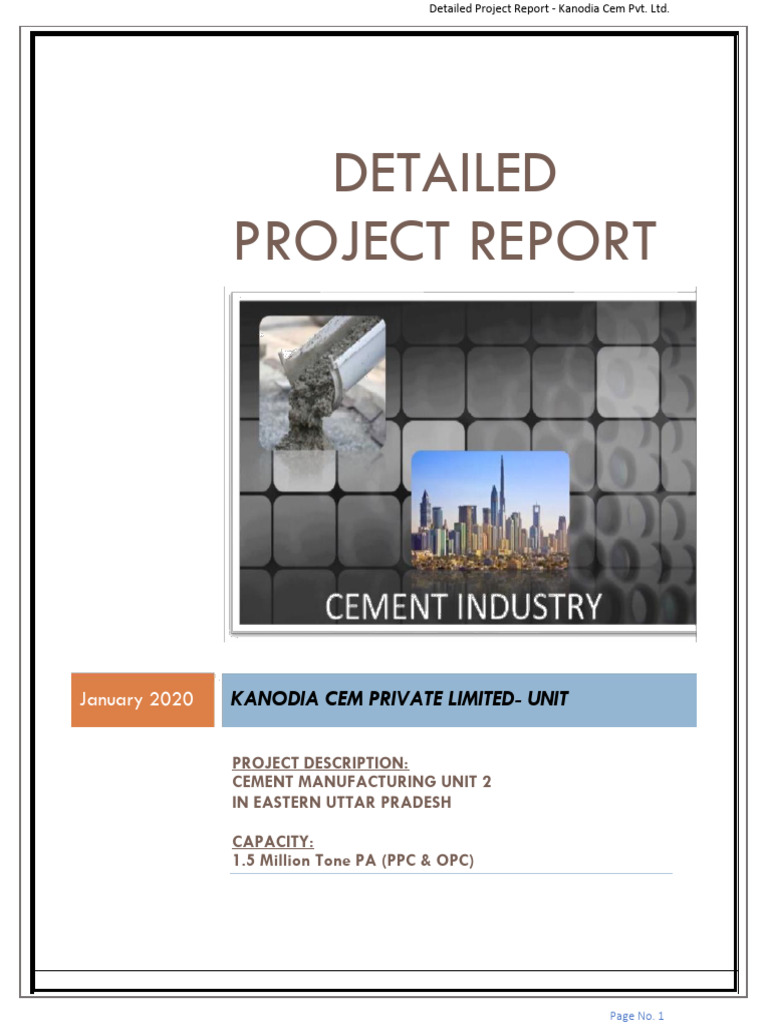 Kanodia Cem Pvt. Ltd. Cement Project Report | PDF | Cement | Joining