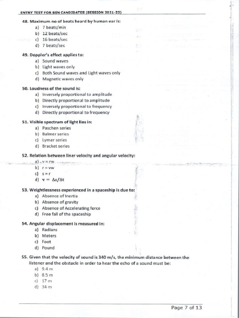 JSMU Past Paper BSN 21_22 | PDF
