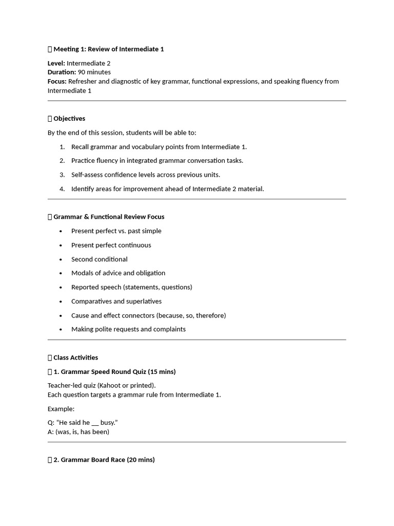 Sylabus Intermediate 2 | PDF | Perfect (Grammar) | English Language