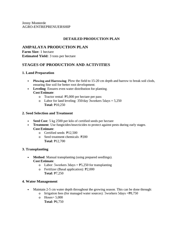 Ampalaya Production Plan & Profit Analysis | PDF | Fertilizer | Pesticide