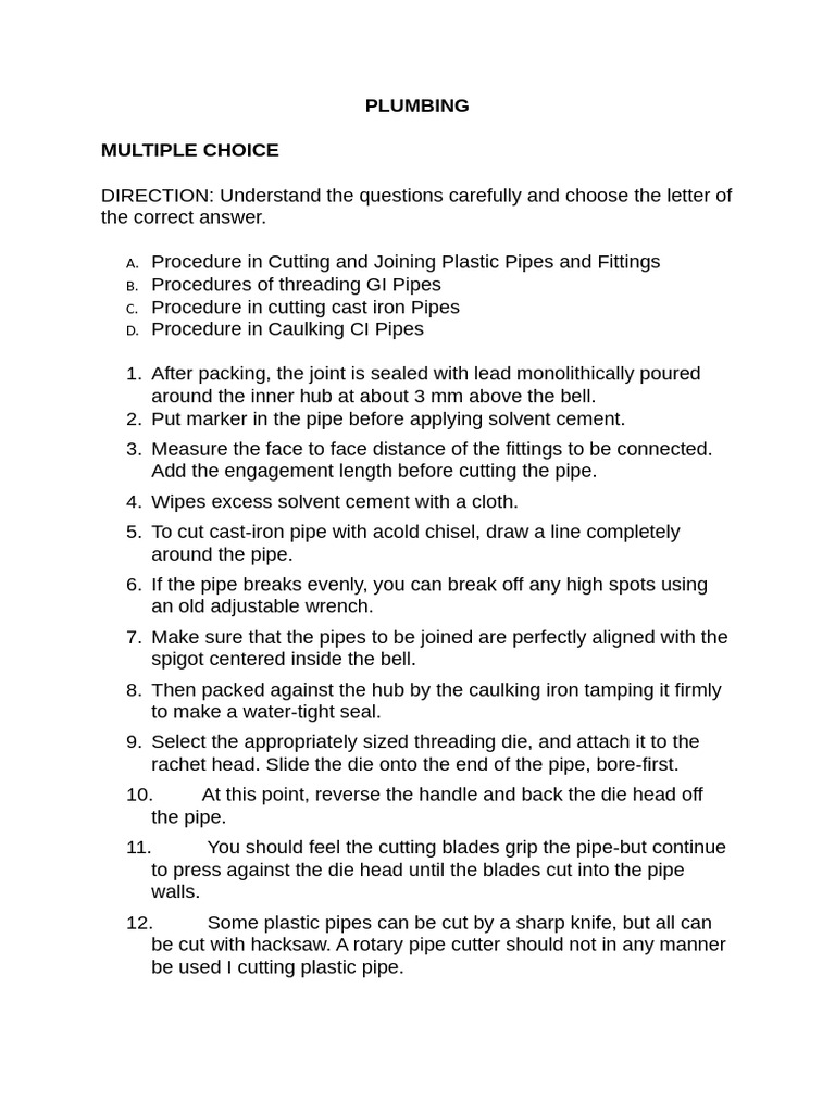 Assessment Music and Plumbing | PDF | Pipe (Fluid Conveyance)
