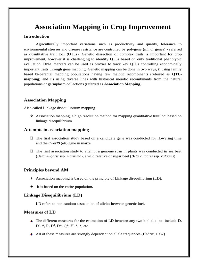 Association Mapping | PDF | Quantitative Trait Locus | Single Nucleotide Polymorphism
