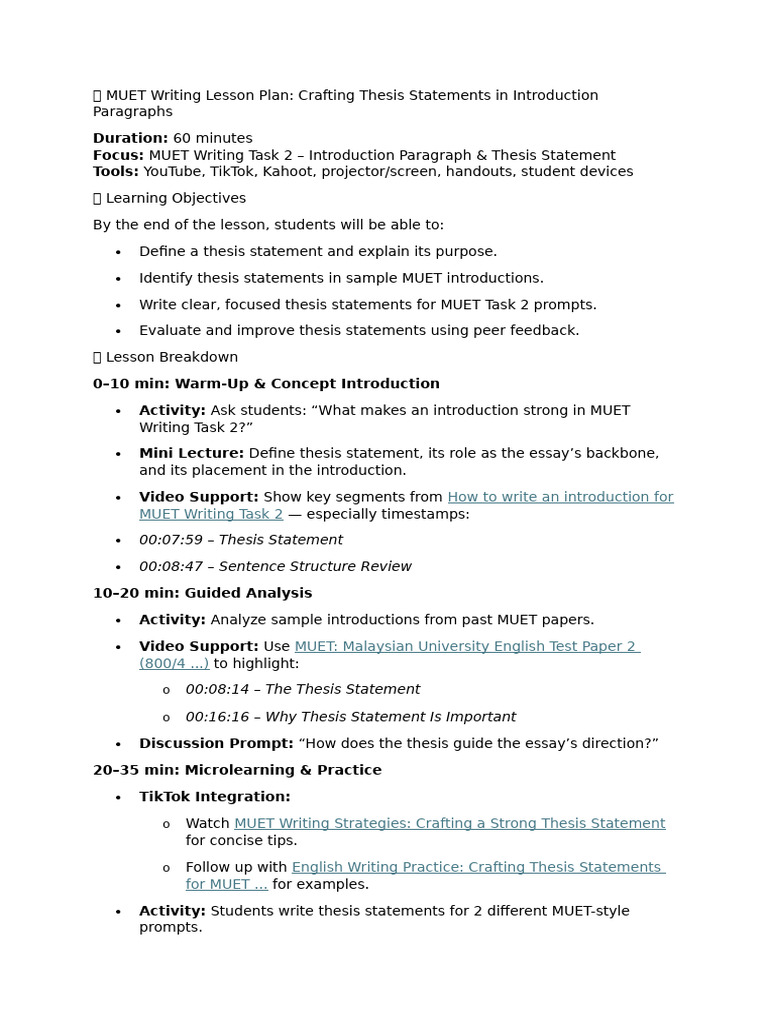 Crafting Thesis Statements in Introduction Paragraphs | PDF | Essays ...